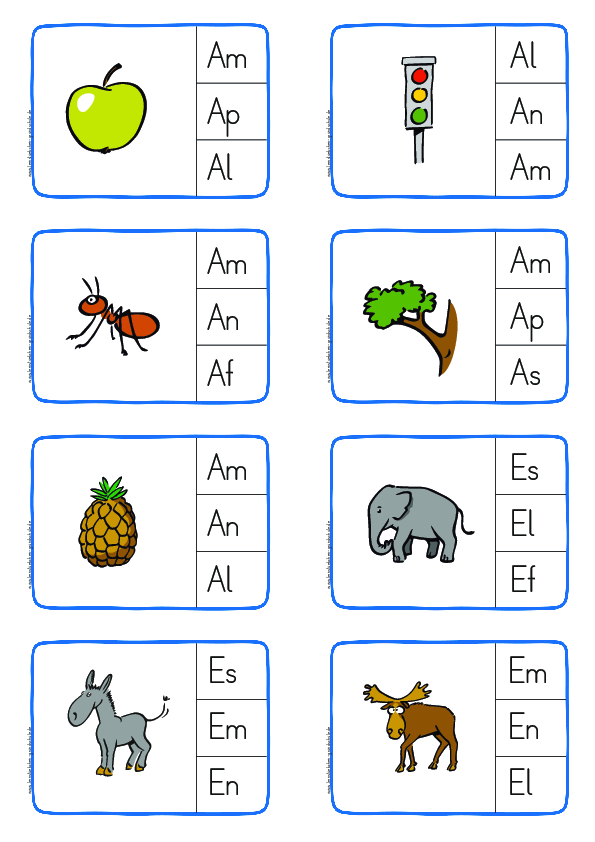 Erlesen der ersten 2 Buchstaben eines Wortes (.pdf) - Lernstübchen