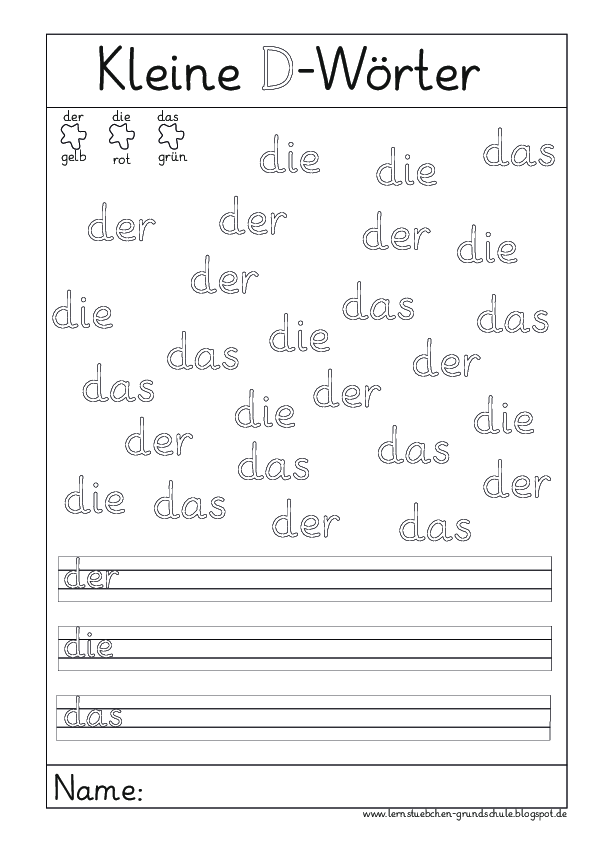 kleine D-Wörter zum Lesen und Erkennen (.pdf) - Lernstübchen