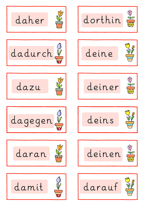 Wortkärtchen mit kleinen d-Wörtern (.pdf) - Lernstübchen