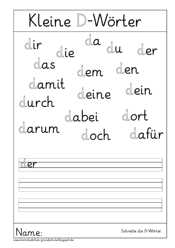 d-Wörter, Grundschule (.pdf)