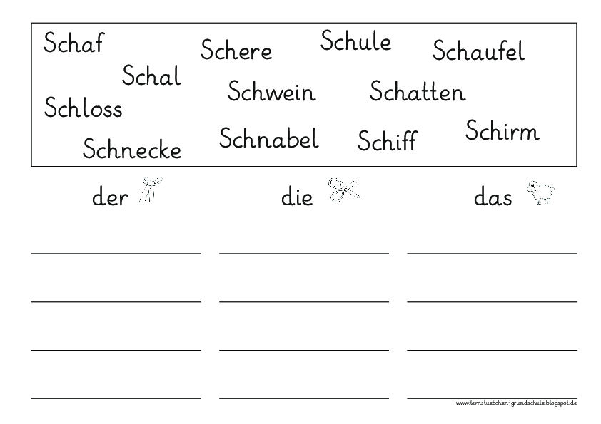 Sch-Wörter und ihre Begleiter (.pdf) - Lernstübchen