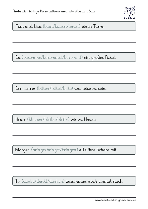 `verben`, Klasse 3 | Grundschule (.pdf)