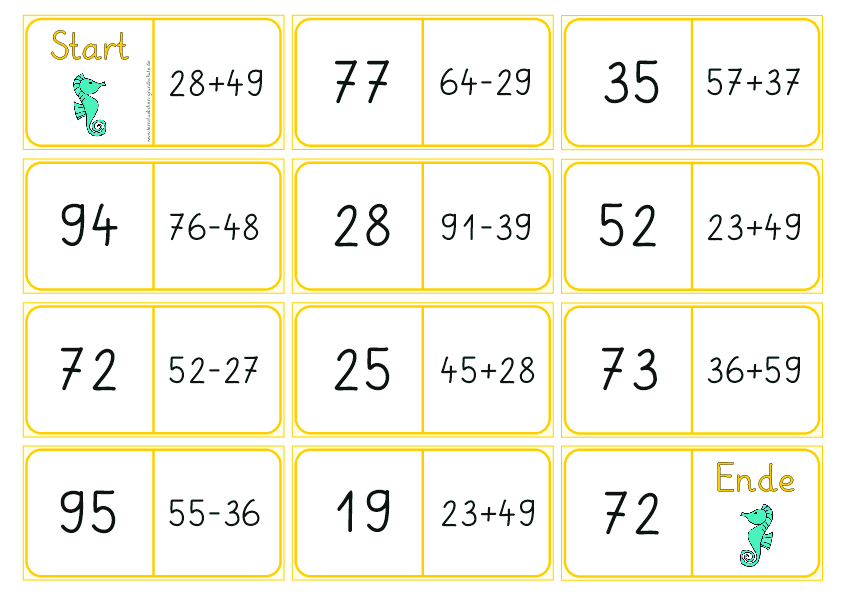 ein Domino zum Rechnen im ZR 100 ... (.pdf) - Lernstübchen