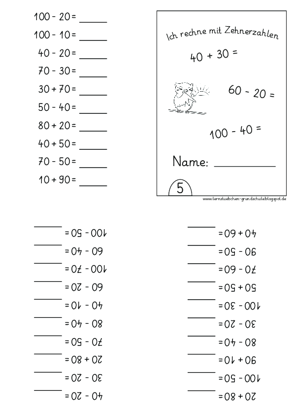 Kopfrechenheftchen ZR 100 plus und minus (4) (.pdf) - Lernstübchen
