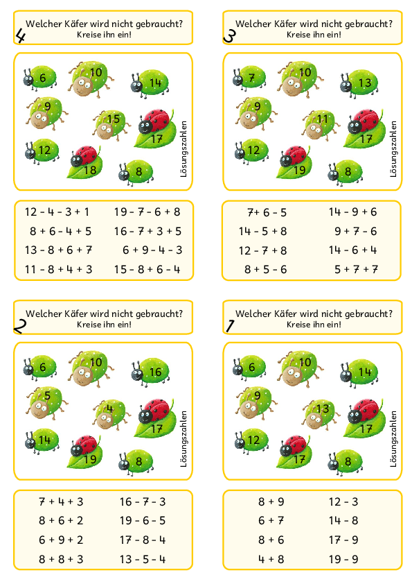 `subtraktion zr 20`, Mathe, Klasse 1, Klasse 2 | Grundschule (.pdf)