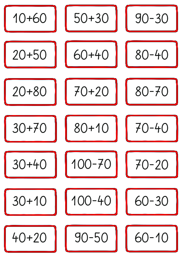 Plus und Minus mit Z-Zahlen - Miniaufgabenkärtchen ... (.pdf ...