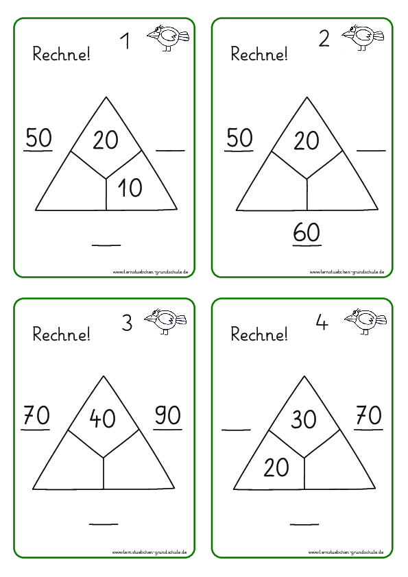 Rechendreiecke mit Innen- und Außenzahlen - ZR ... (.pdf) - Lernstübchen