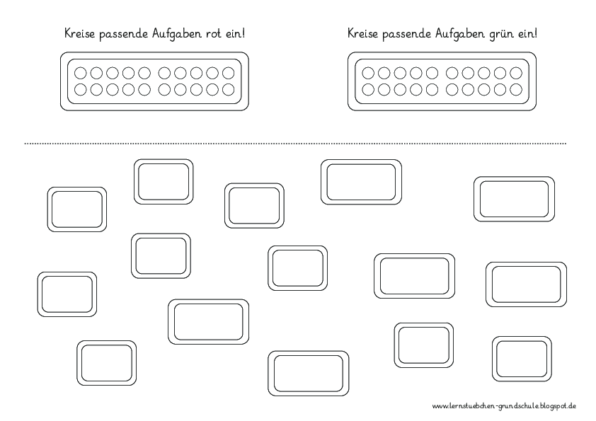 Aufgaben passenden Zahldarstellungen im Zwanzigerfeld zuordnen (.pdf ...