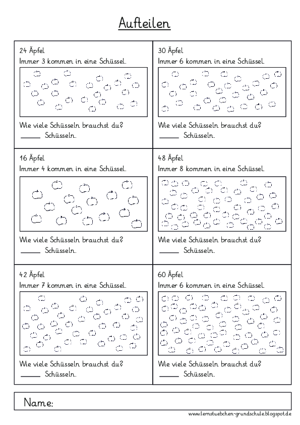 aufteilen u. verteilen, Grundschule (.pdf)