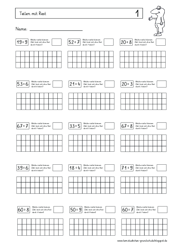 Arbeitsblätter zum Teilen mit Rest (3) (.pdf) - Lernstübchen