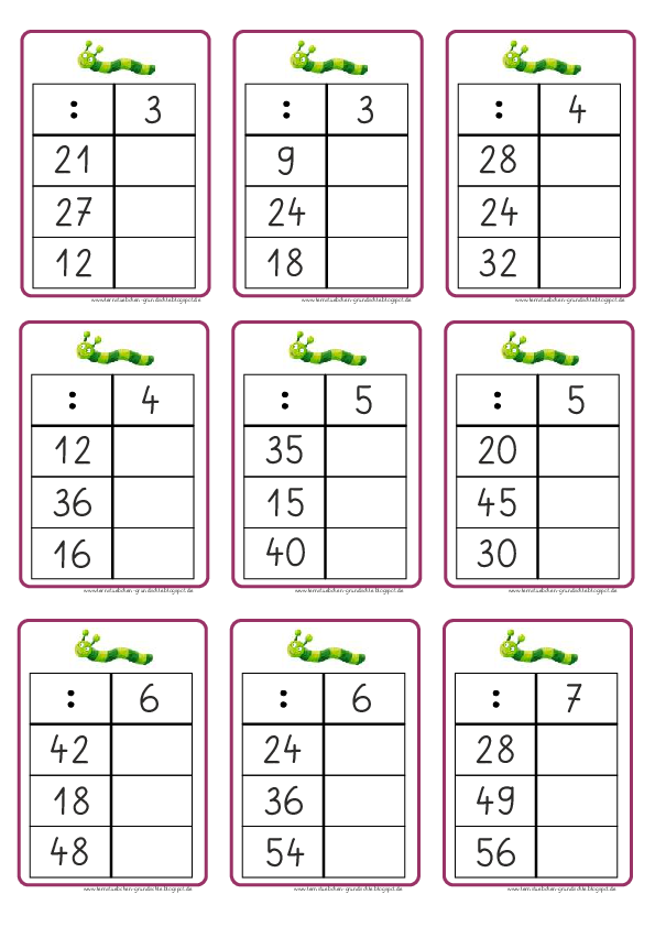 die Geteiltaufgaben üben (.pdf) - Lernstübchen