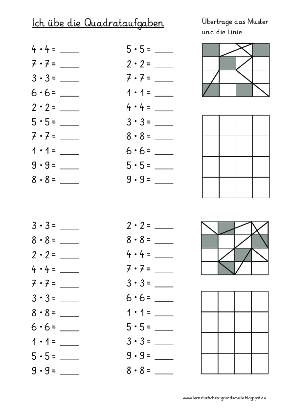 Quadratzahlen, Grundschule (.pdf)