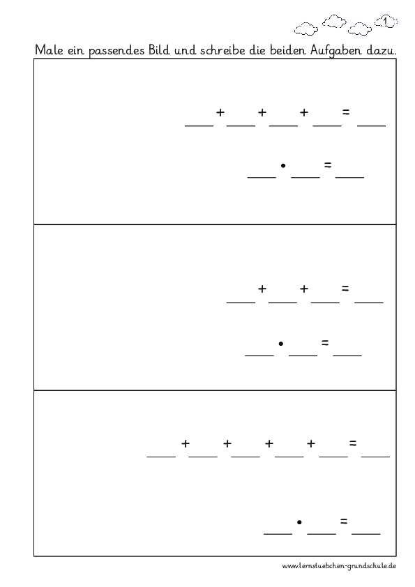 Plus- und Malaufgaben zu Darstellungen finden (.pdf) - Lernstübchen
