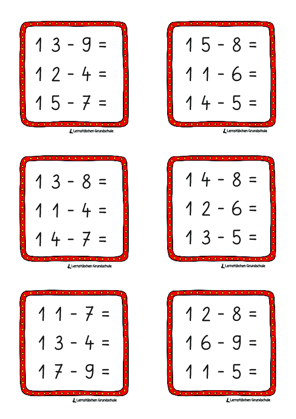 Subtraktion, Mathe Grundschule (.pdf)