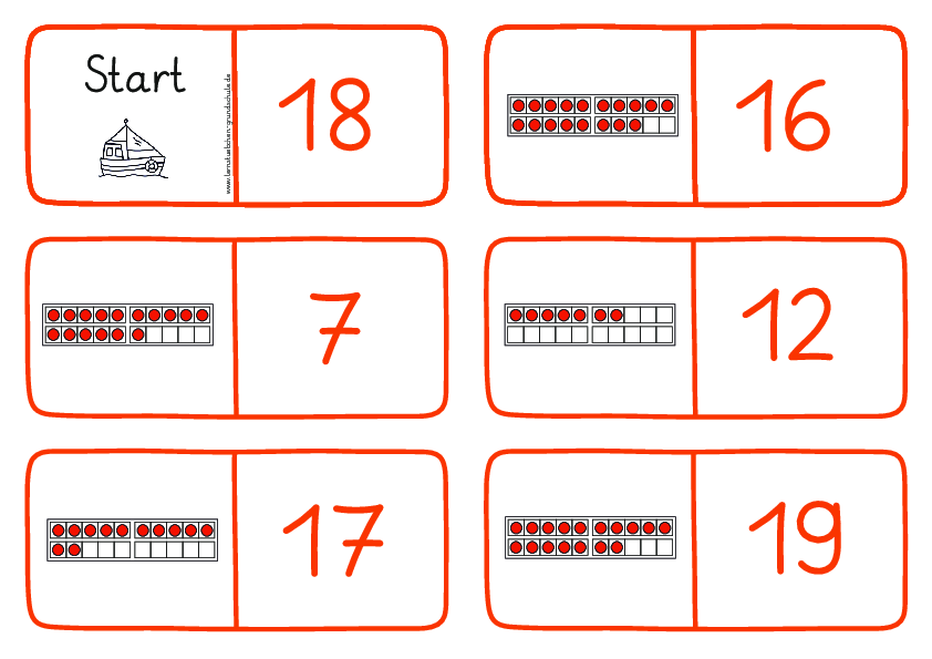 Dominos zur Anzahlerfassung - mit Zwanzigerfeld im ... (.pdf ...