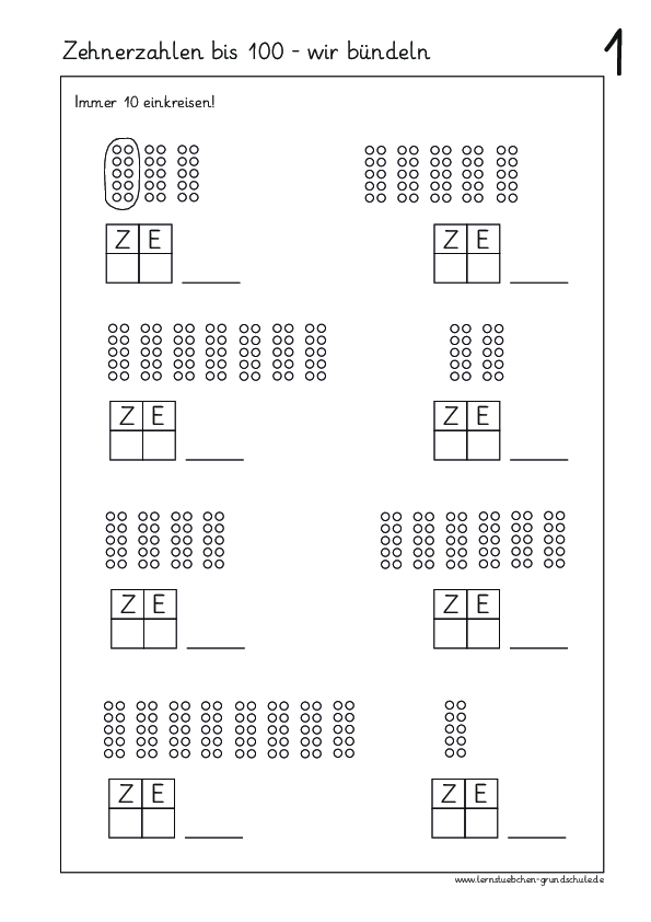 `zehnerzahlen bis 100` | Grundschule (.pdf)