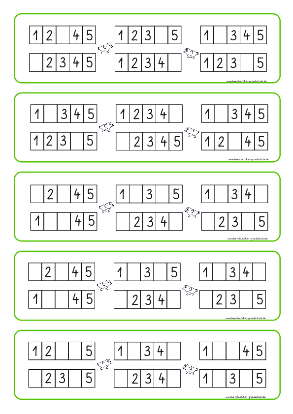 Welche Zahl fehlt - 1 bis 5 (.pdf) - Lernstübchen