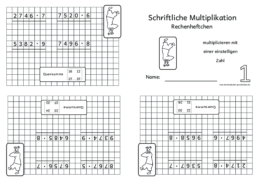 Rechenheftchen schriftliche Multiplikation (1) (.pdf) - Lernstübchen