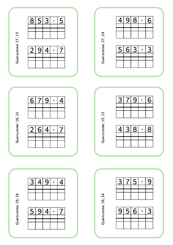 `schriftliches multiplizieren 4 klasse` | Grundschule (.pdf)