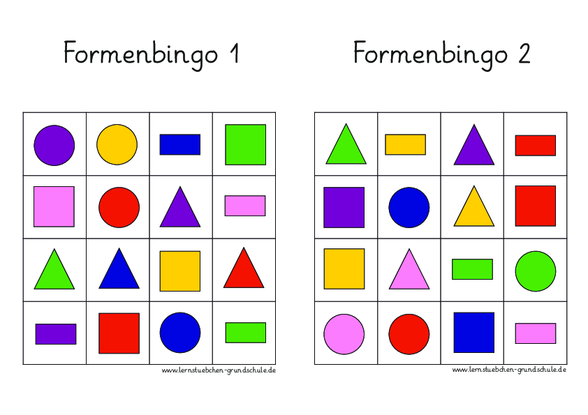 zwei Formenbingos (.pdf) - Lernstübchen